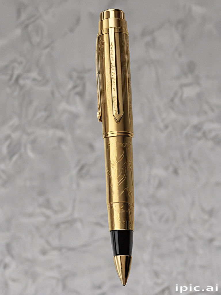 Elegant Gold Engraved Pen Showcasing Luxurious Design and Craftsmanship