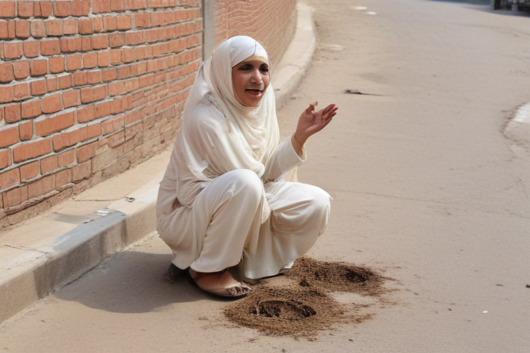 Pakistani Muslim women poop on the street