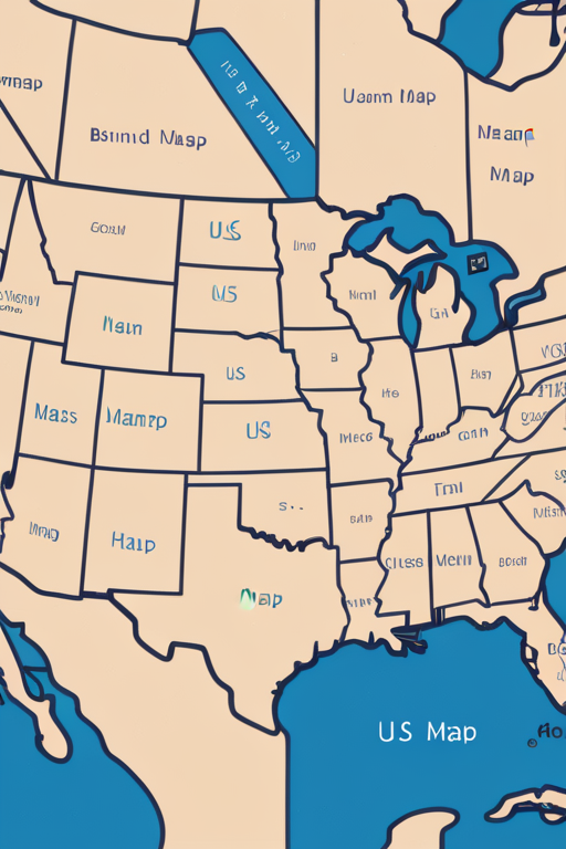 Colorful and Illustrated Map of the United States with State Names