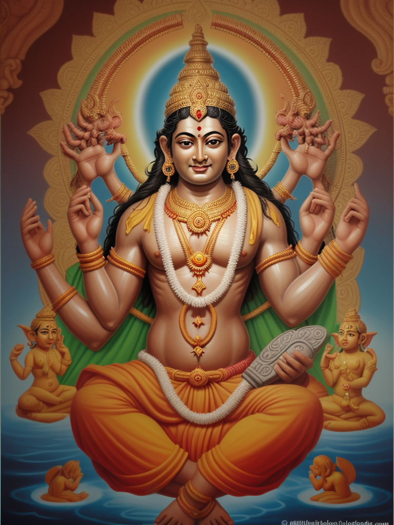 Divine Representation of Lord Vishnu Surrounded by Serene Spiritual ...