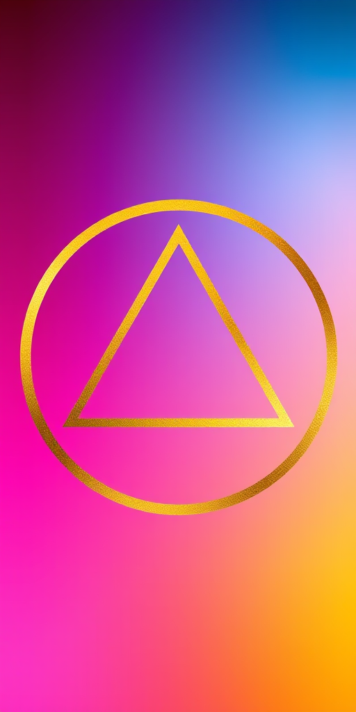 Elegant Golden Triangle Inside a Circle Against a Colorful Gradient ...