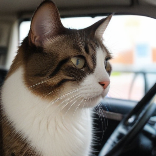 Cat driving a car
