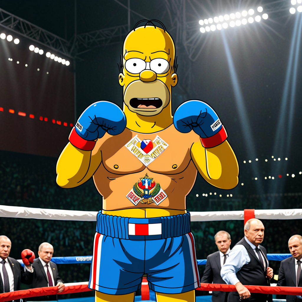 Homer simpson as a Russian boxer