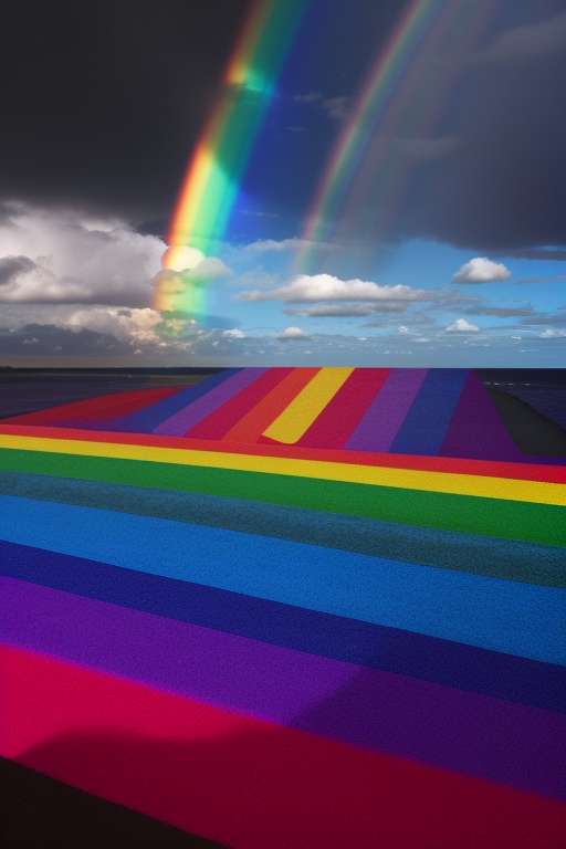 Vibrant Rainbow Colors Stretching Across a Dramatic Cloudy Sky Landscape
