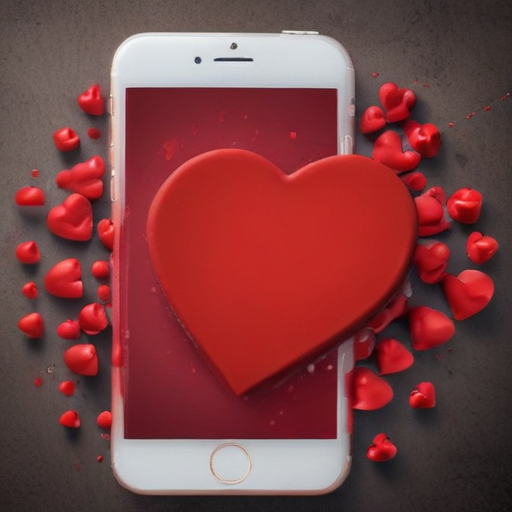 Creative Representation of Love with a Smartphone and Heart Shapes