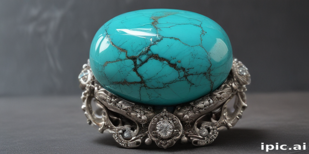 Intricately Designed Silver Setting Showcasing a Stunning Turquoise ...