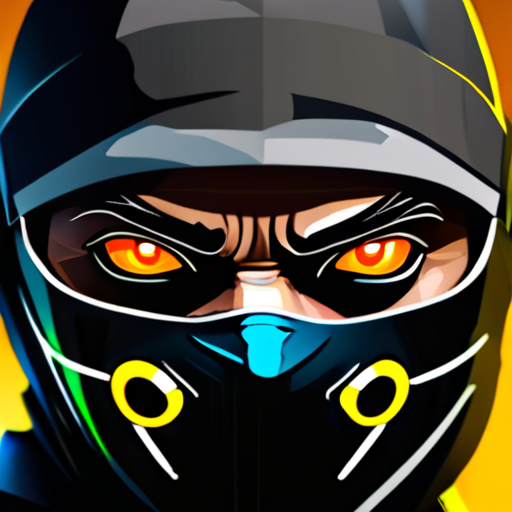 Close up of a ninja with glowing eyes