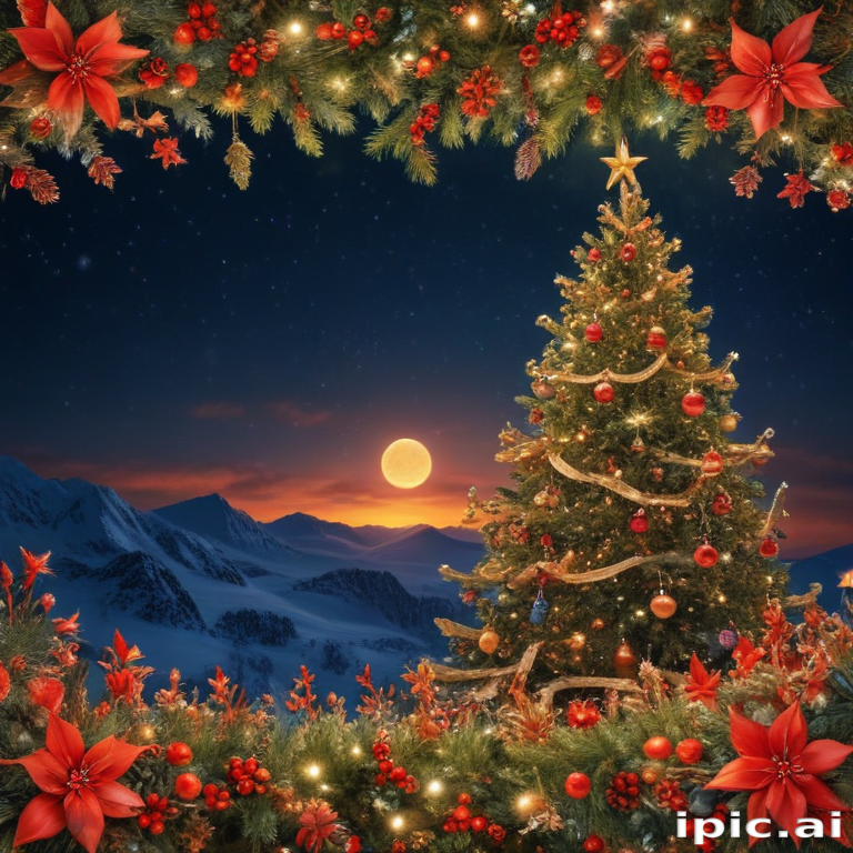 Enchanting Christmas Scene with a Beautifully Decorated Tree Under a ...