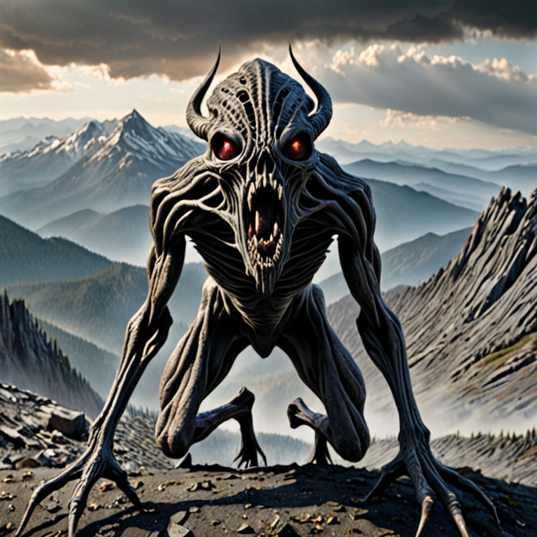 distorted eldritch abomination crawling out of the void, reality ...