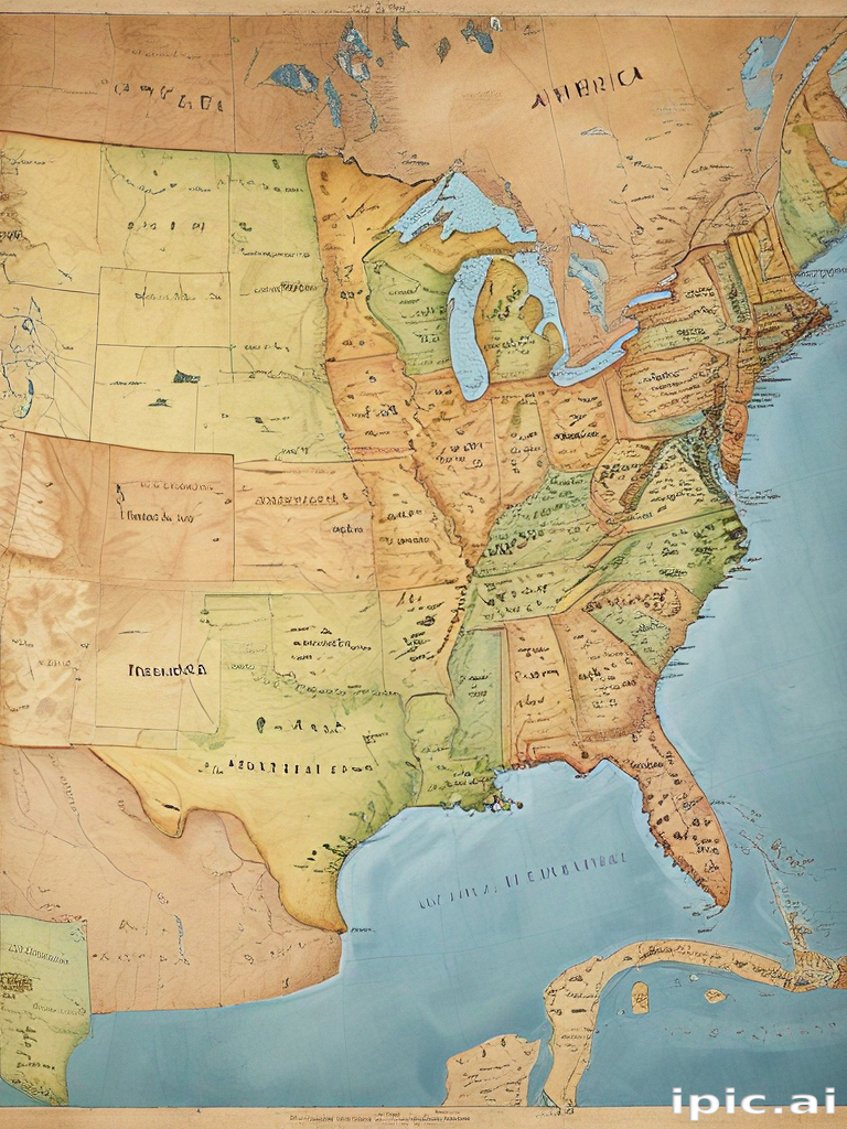 Detailed Historical Map of the United States Highlighting Geographic ...