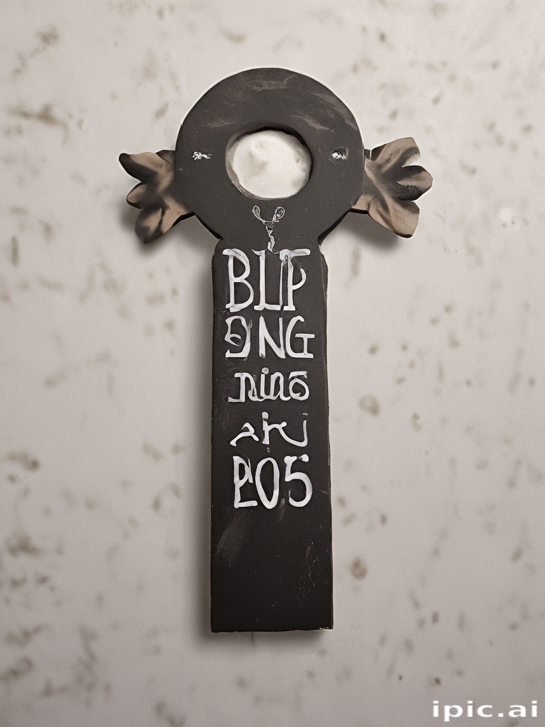 Artistic Interpretation of a Hanging Sign with Unique Lettering Design