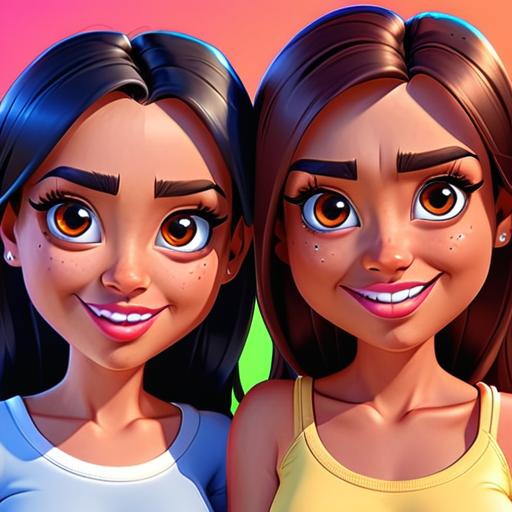 Two Animated Characters with Distinctive Features and Bright, Cheerful ...