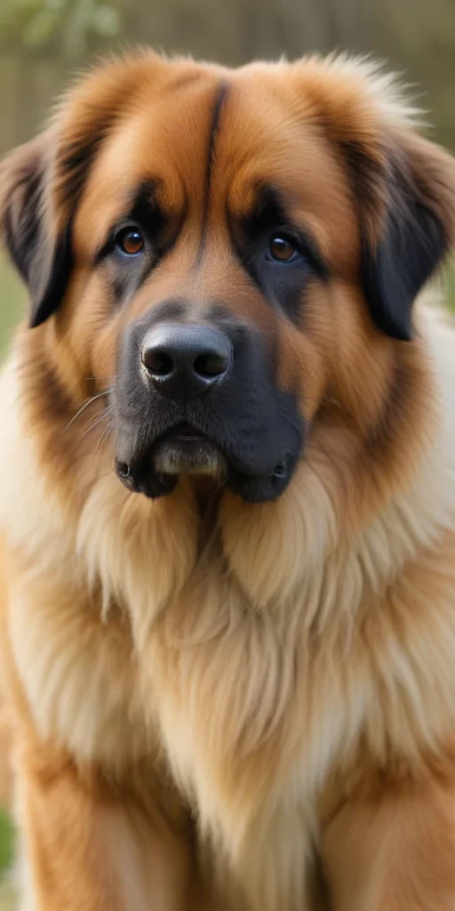 A Majestic Leonberger Dog with a Beautiful Fluffy Coat and Intense Eyes