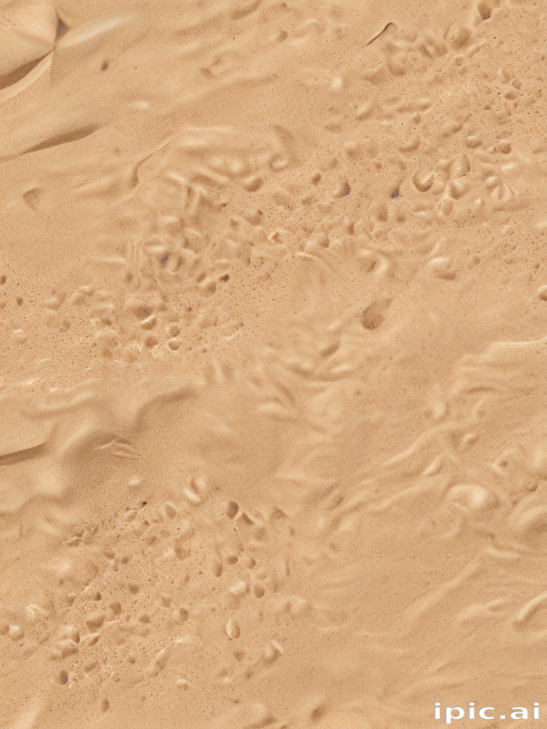 Close-Up View of Soft, Textured Sand with Subtle Ripples and Patterns