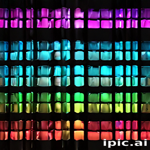 Colorful Light Patterns Displayed Through a Series of Glass Blocks