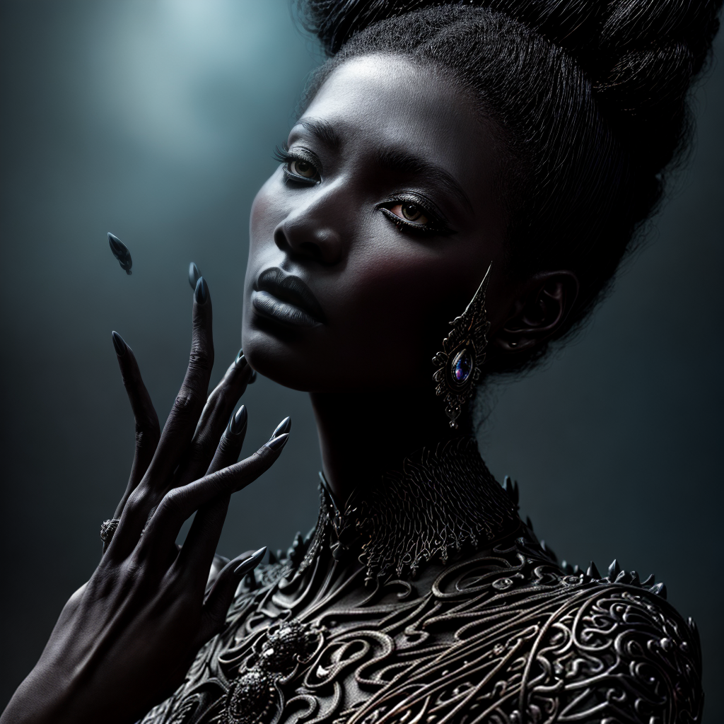 wide angle long shot masterpiece of a beautiful dark fantasy horror ...