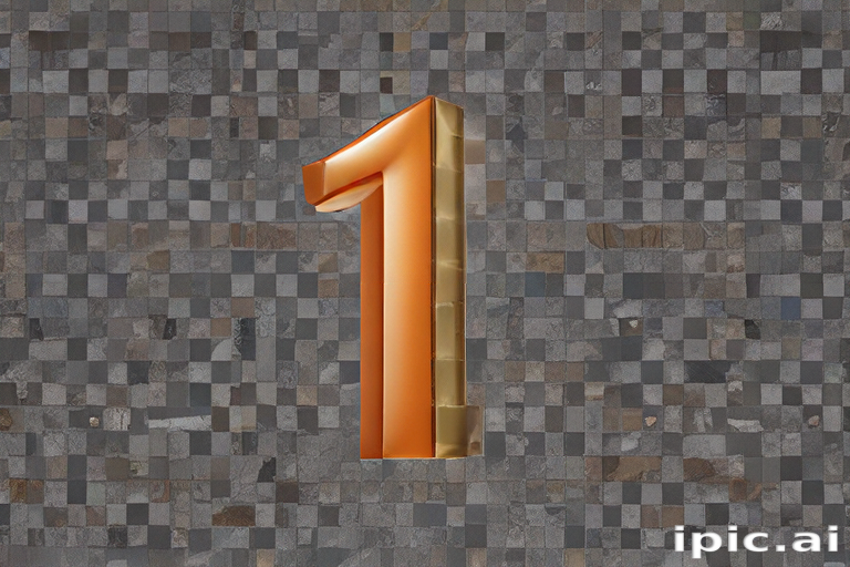 Bold Orange Number One Set Against a Textured Gray Background
