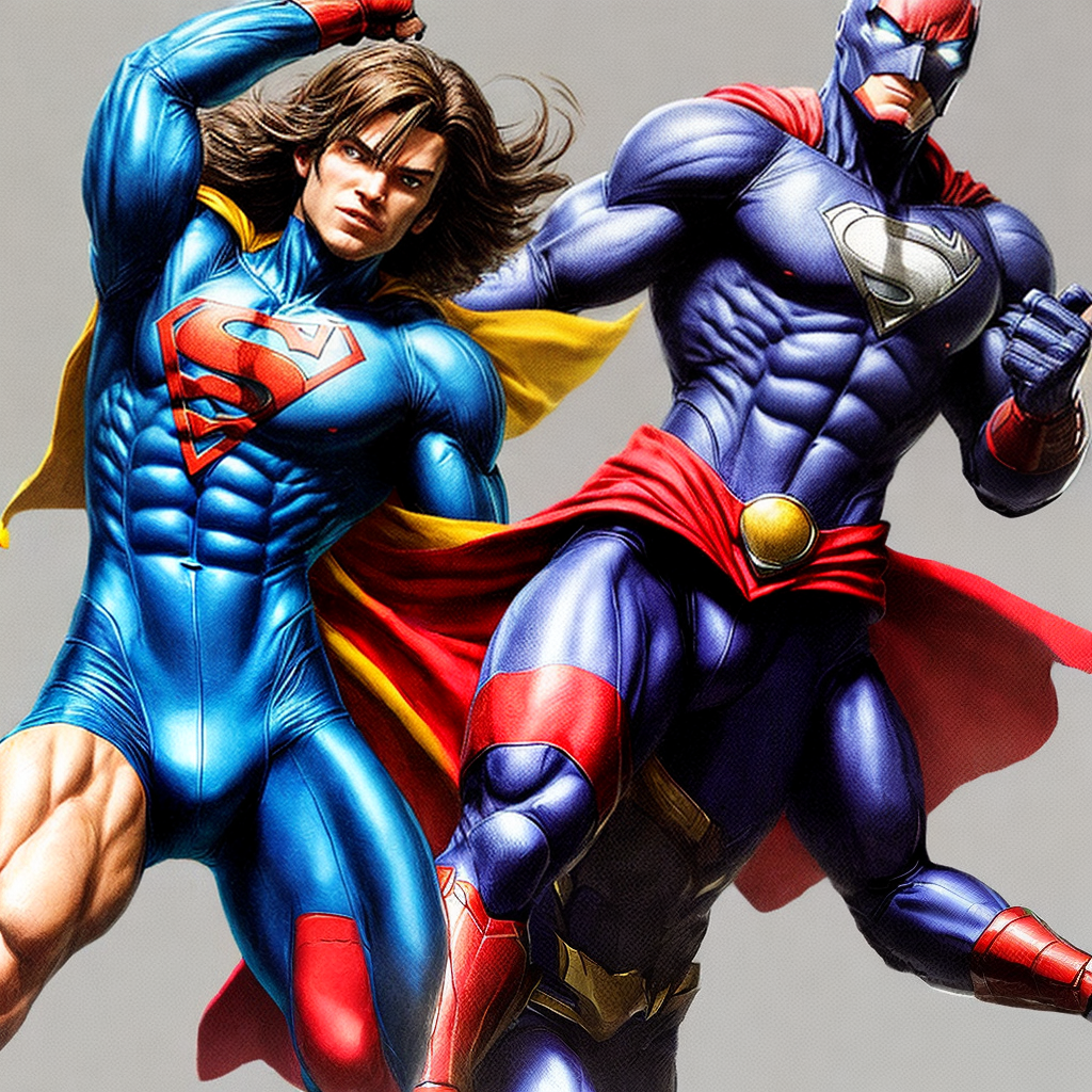 create 2 super hero not emblem, and 1 woman