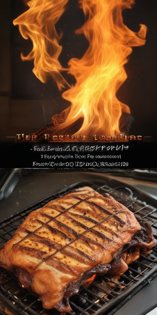 Deliciously Grilled Meat Cooked Over Intense Flames and Smoldering Charcoal