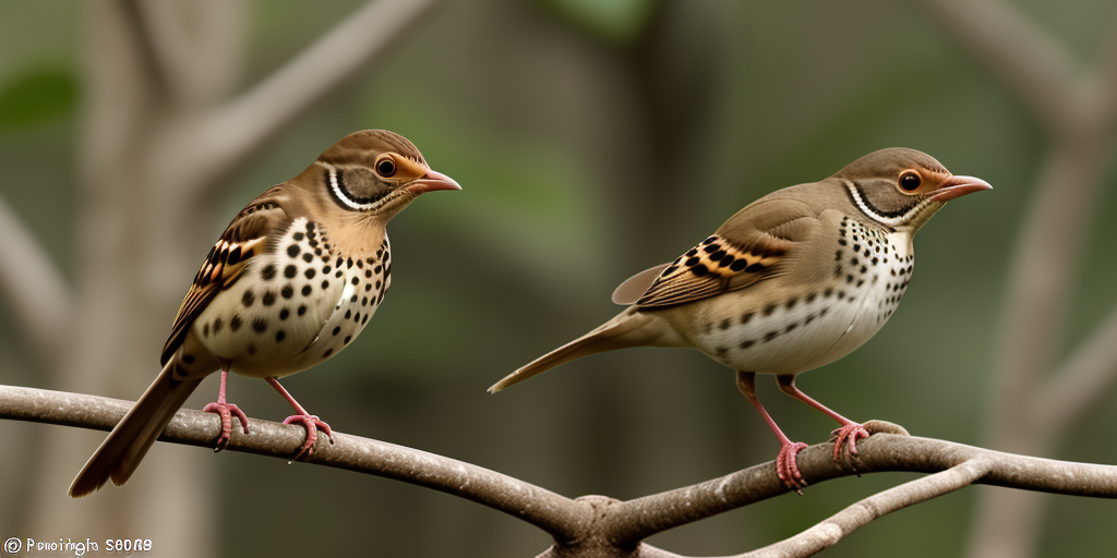 Two Beautiful Birds Perched Gracefully on a Branch in Nature