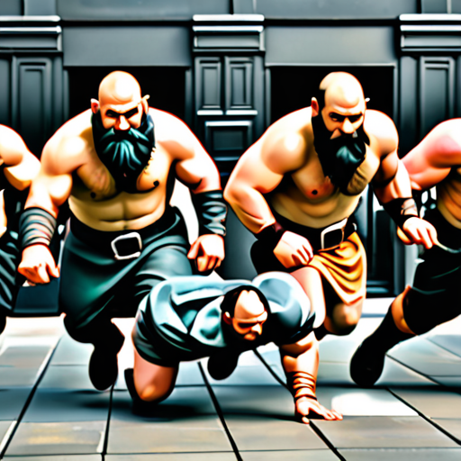 Dwarves running and farting