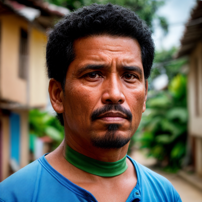 Portrait, serious face ,Honduran man in a street in Honduras, blurry ...