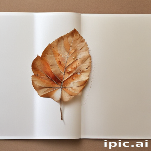 An Autumn Leaf Elegantly Placed on Blank Pages of a Book