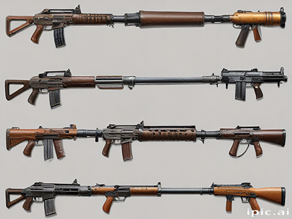 A Collection of Iconic Assault Rifles Displaying Various Designs and ...