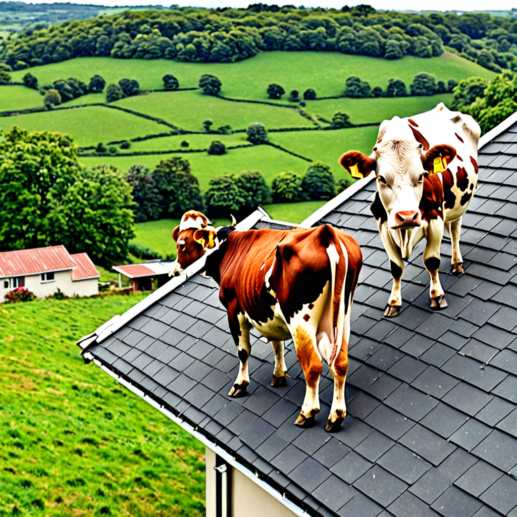 cow on roof