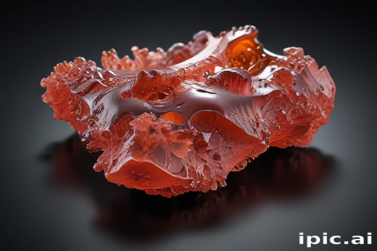 Intricate Gel-Like Structure with Vibrant Red Color and Unique Texture