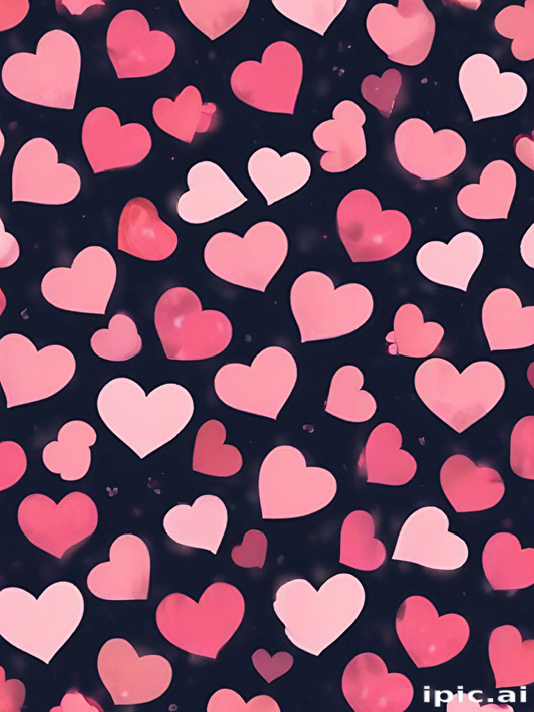 A Colorful Array of Hearts in Various Shades on a Dark Background.