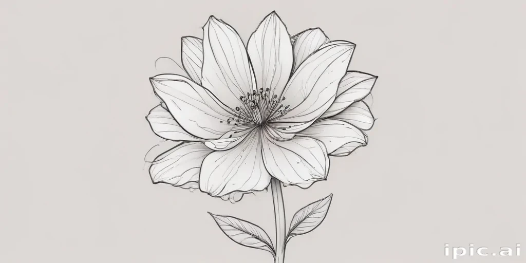 Delicate Outline of a Beautiful Flower with Intricate Petal Details