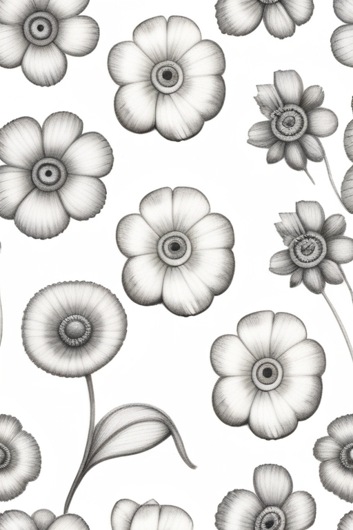 Beautiful Monochrome Floral Pattern Featuring Various Detailed Flower ...