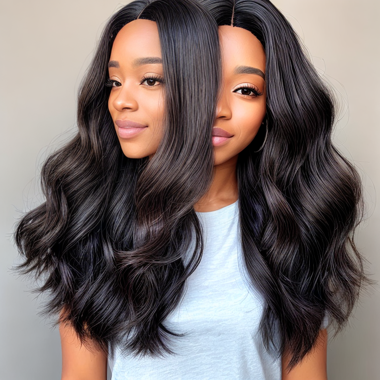 long curly Middle part wig