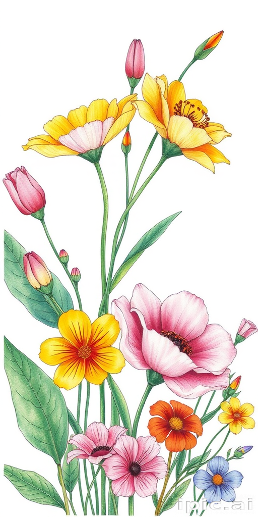 Vibrant Floral Arrangement Showcasing a Variety of Colorful Blossoms ...