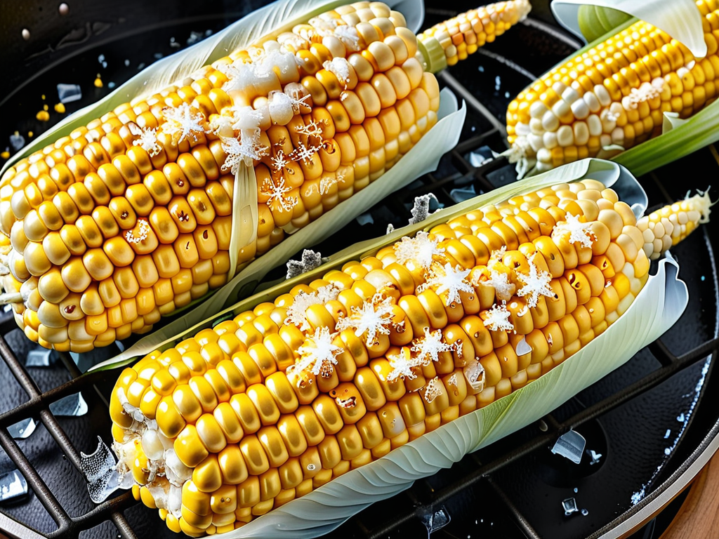 Deliciously Unique Corn on the Cob with Snowflake Garnish for Winter