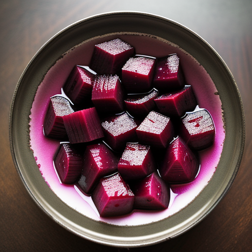 Colorful Cubes of Beetroot Jelly Glistening in a Elegant Bowl.