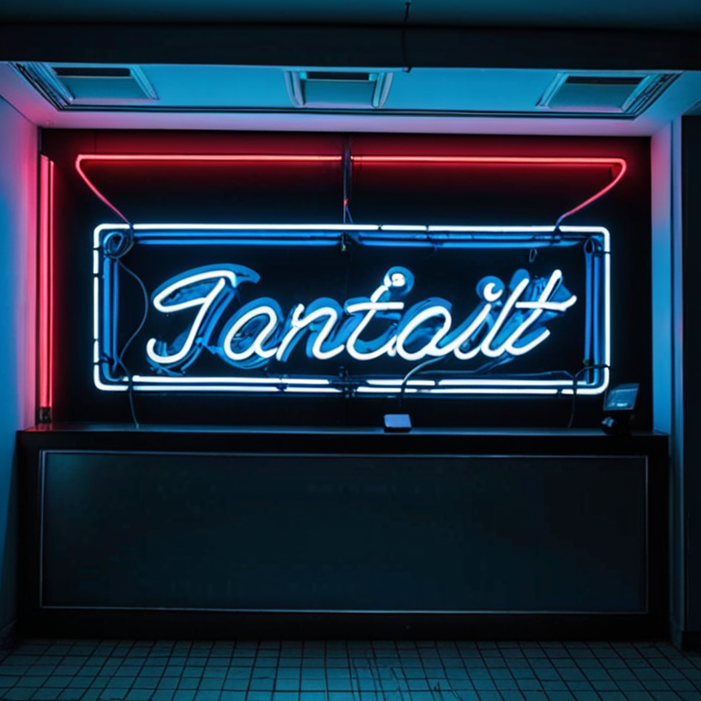 jintai is name on a neon sign surreal art