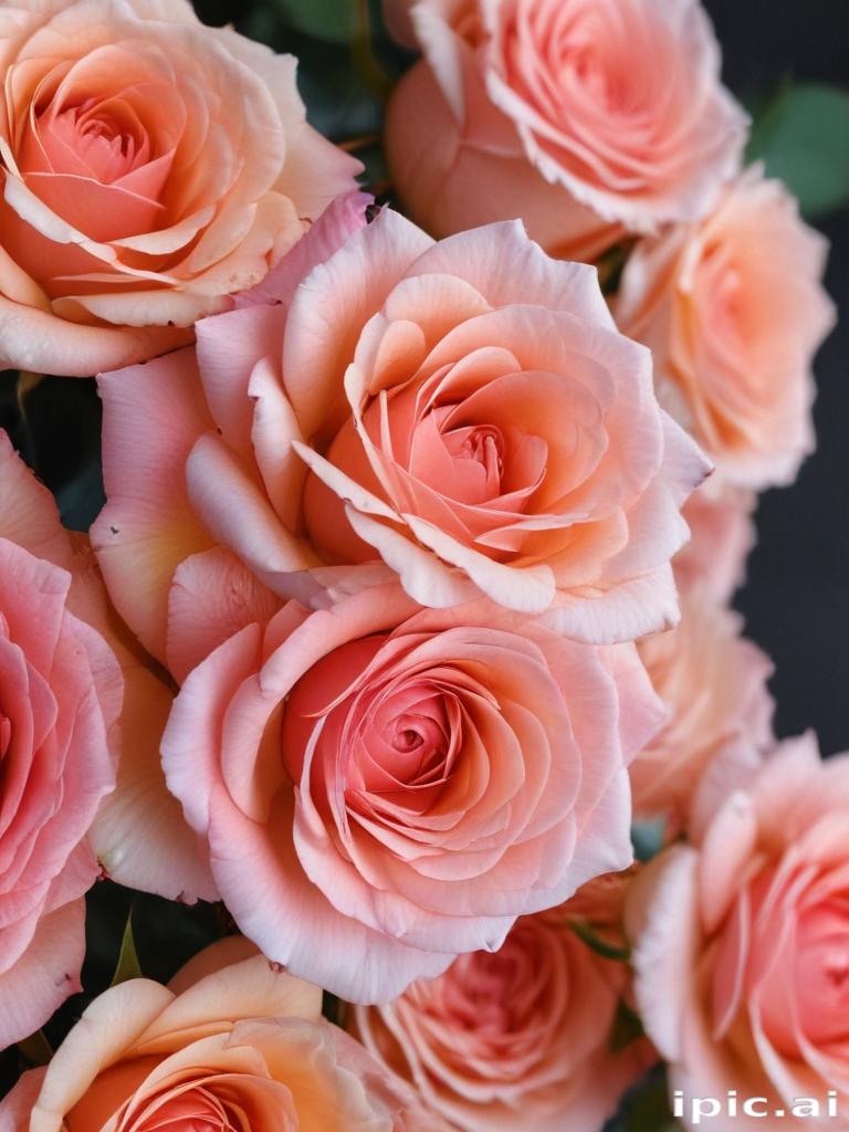 Elegant Arrangement of Beautiful Peach Roses in Full Bloom Displaying ...
