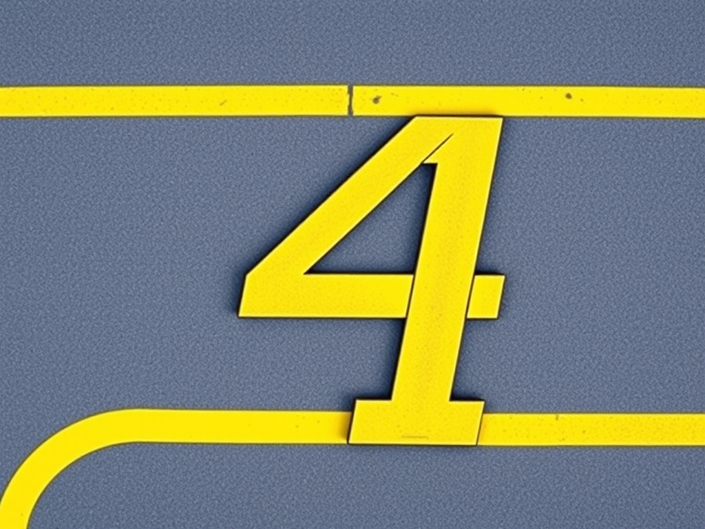 Bold Yellow Number Four Against a Textured Gray Background Design
