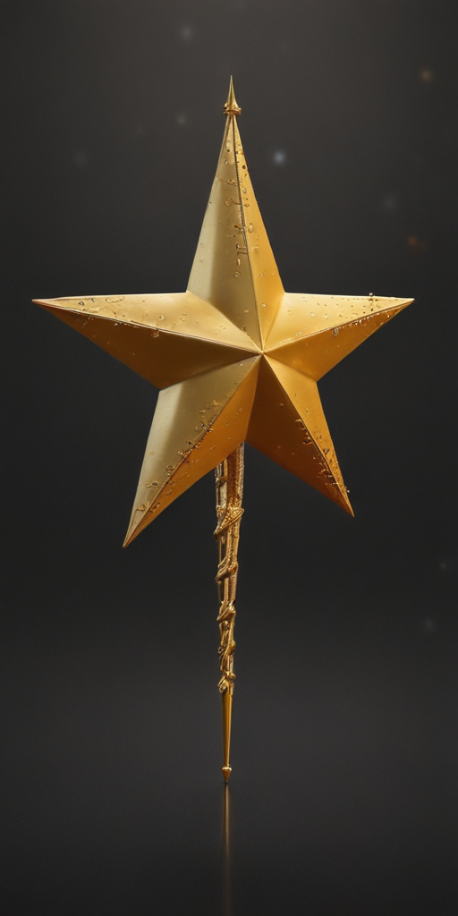 Shimmering Golden Star Ornament with Intricate Detailing and Dewy Finish