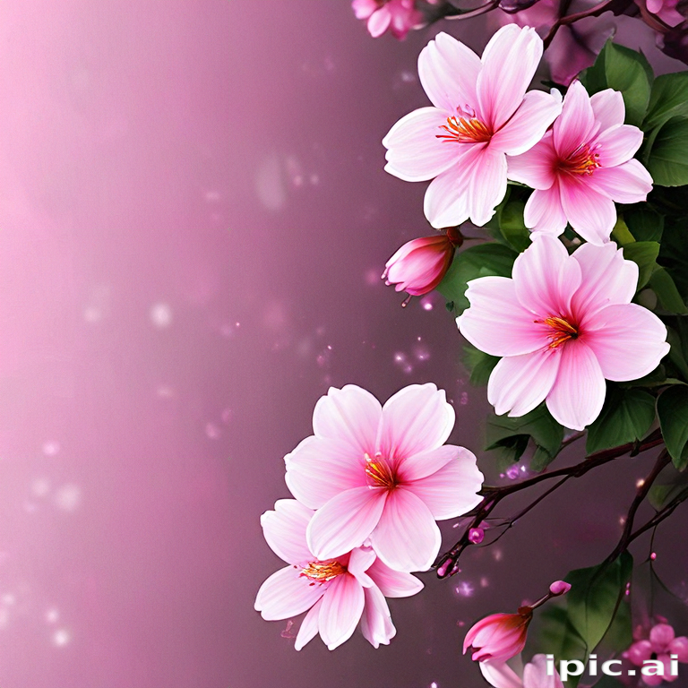 Delicate Pink Blossoms Blooming Against a Soft Gradient Background