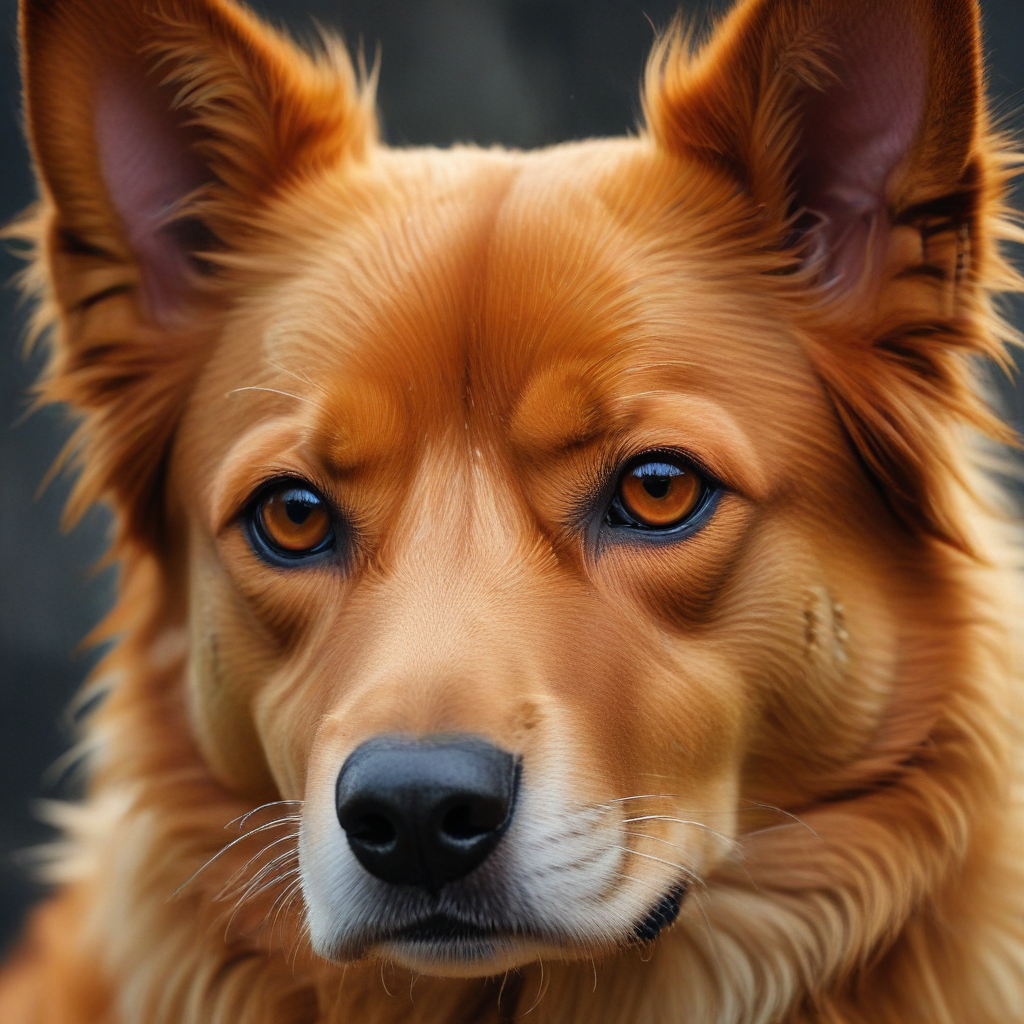 Close-Up Portrait of a Majestic Golden Dog with Captivating Eyes