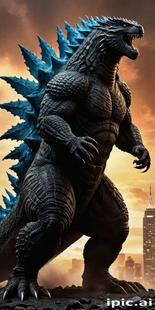Epic Battle of Giants: A Fierce Godzilla Stands Tall Against Urban Skyline