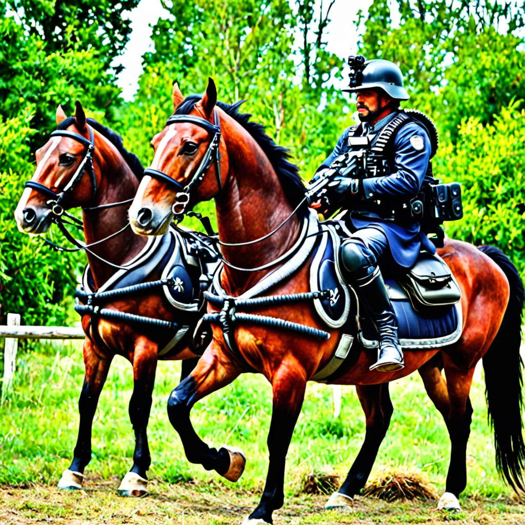 Horse with heavy machine guns