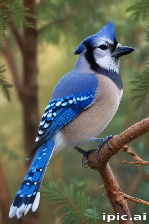 A Vibrant Blue Jay Perched Gracefully on a Tree Branch in Nature.