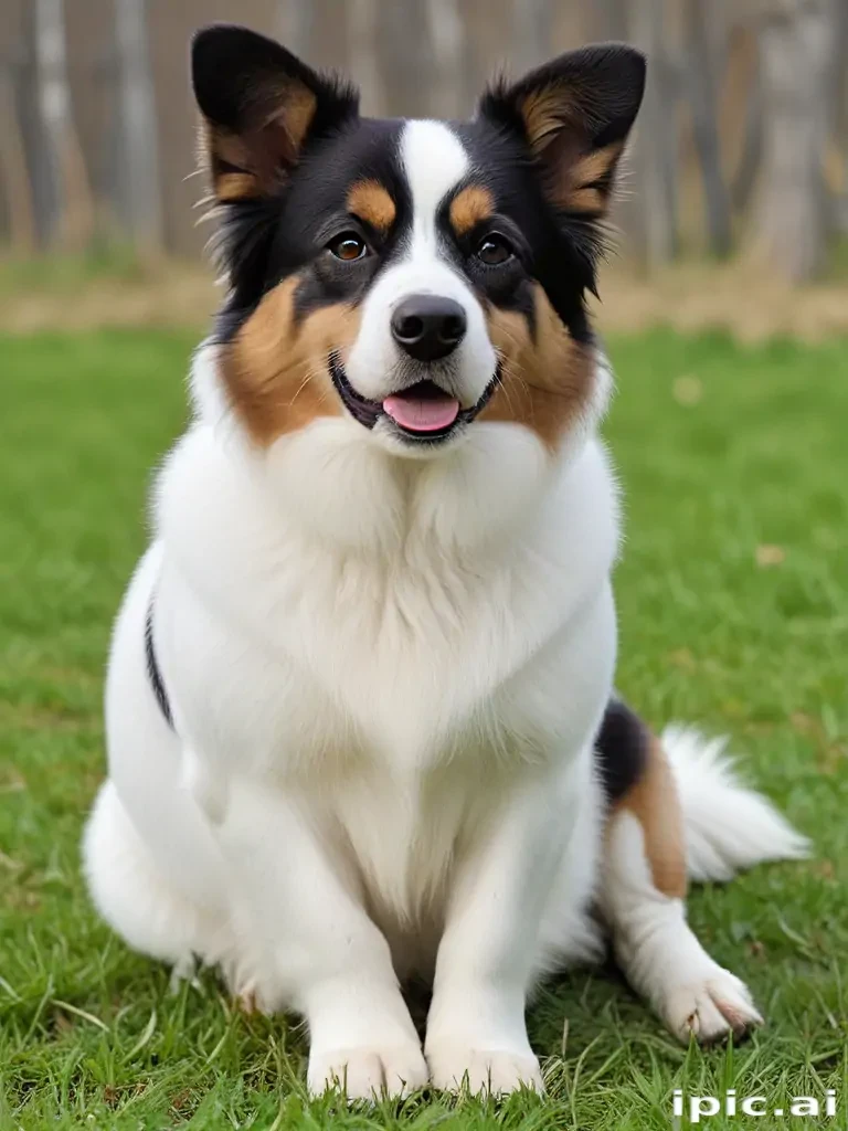 A Happy Dog Sitting on Green Grass with a Joyful Expression