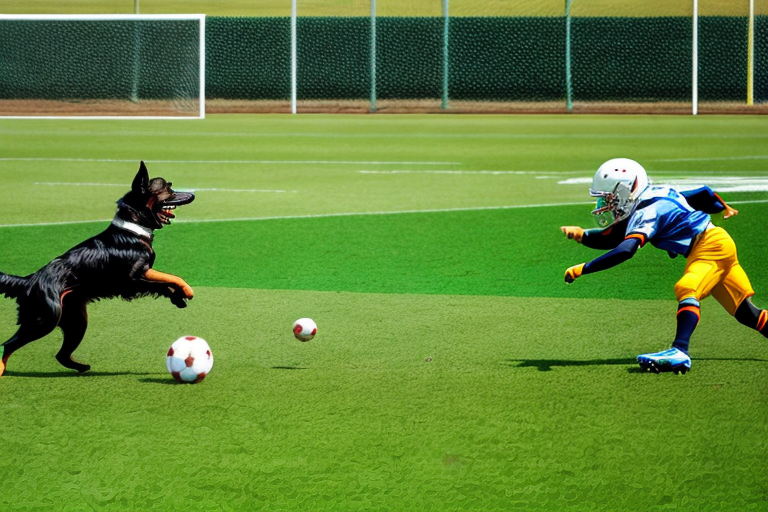 dogs playing football