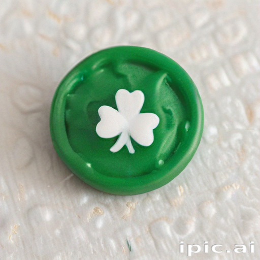 Bright Green Button Featuring a Charming White Clover Design for Luck