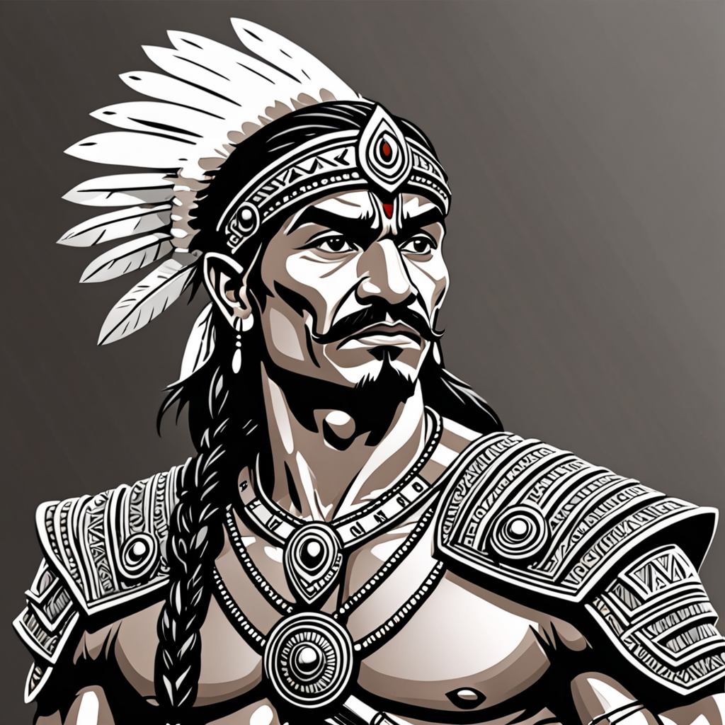 Indian Warrior from cartoon Peter Pan line art